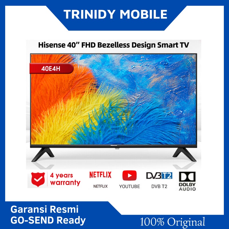 Jual Hisense 40E4H Smart HD TV 40 inch Bezelles Dolby Vision & Audio Youtube Netflix Vidio ...