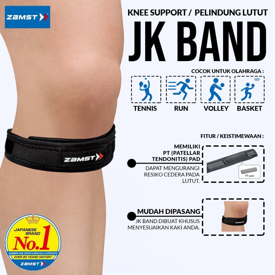 Jual Knee Support Jumpers Knee Deker Lutut Dengkul Zamst JK Band Patella - Hitam, L | Shopee ...