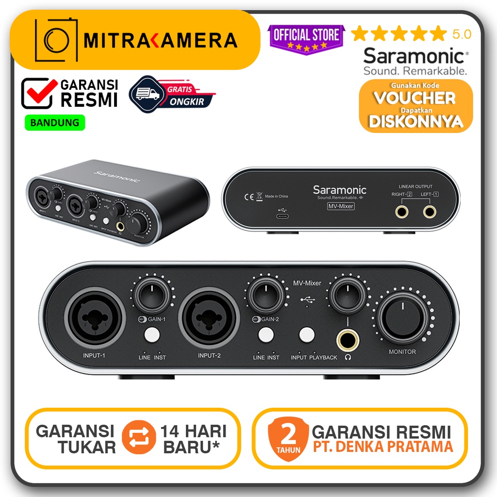 Jual Saramonic MV-Mixer Dual-Channel Audio Interface Official Waranty ...