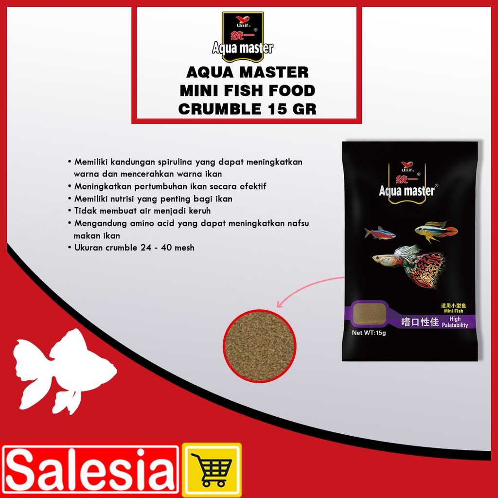 Jual AQUA MASTER MINI CRUMBLE FISH FOOD 15 GR PAKAN IKAN HIAS CUPANG ...