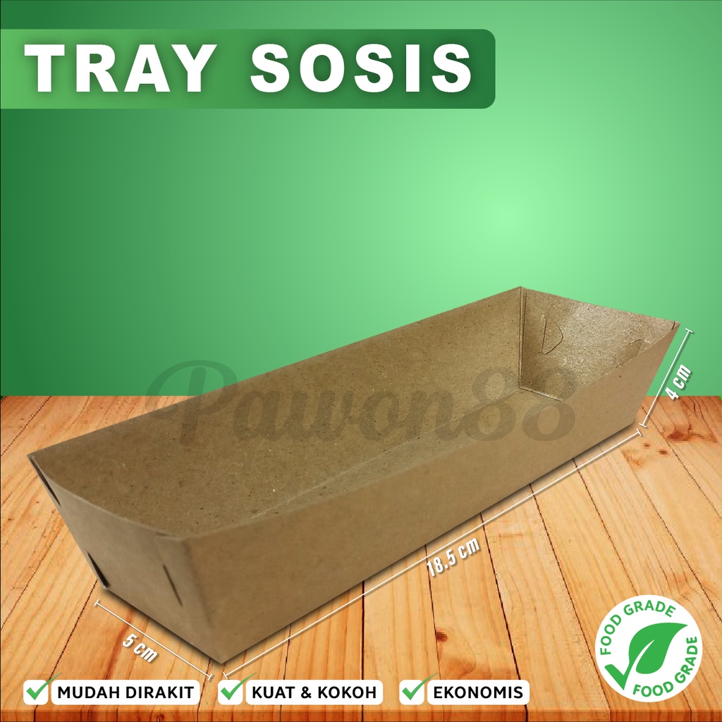 Jual Paper Tray Sosis Bakar - KRAFT COKLAT | (18,5x5x4cm) (100 pcs ...