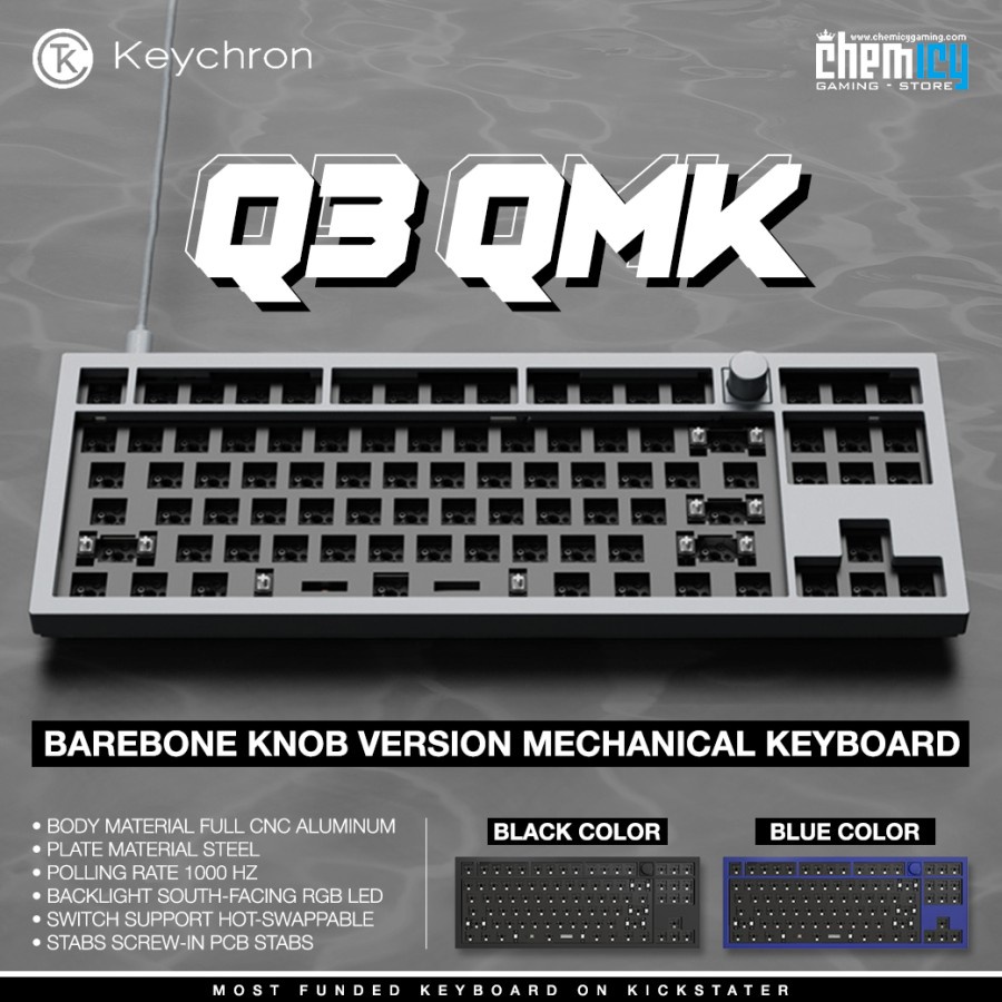 Jual Keychron Q3 QMK TKL Barebone Knob Version Mechanical Gaming ...