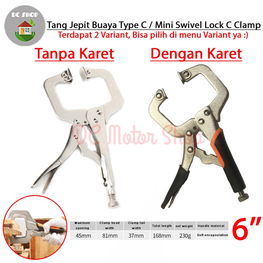 Jual Tang Jepit Buaya Catok Kunci Mini Locking Plier C Clamp Swivel ...