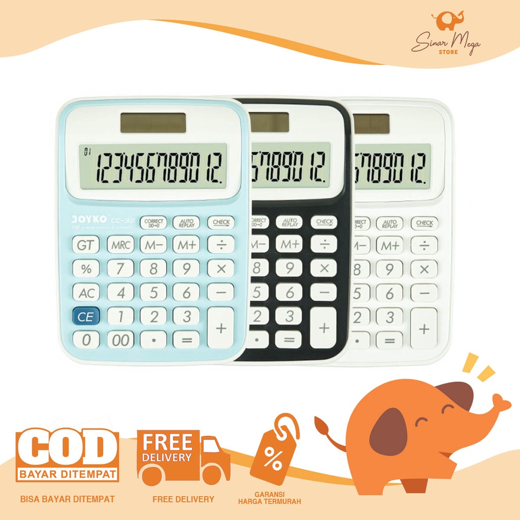 Jual Joyko Calculator CC-32 / Kalkulator 12 Digits / Check Correct ...