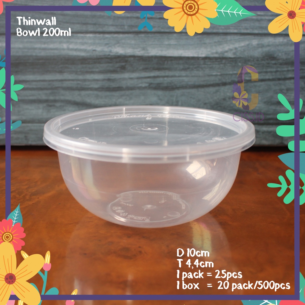 Jual KOTAK MAKAN PLASTIK THINWALL 200ML BOWL OVAL BULAT SATUAN KEMASAN ...