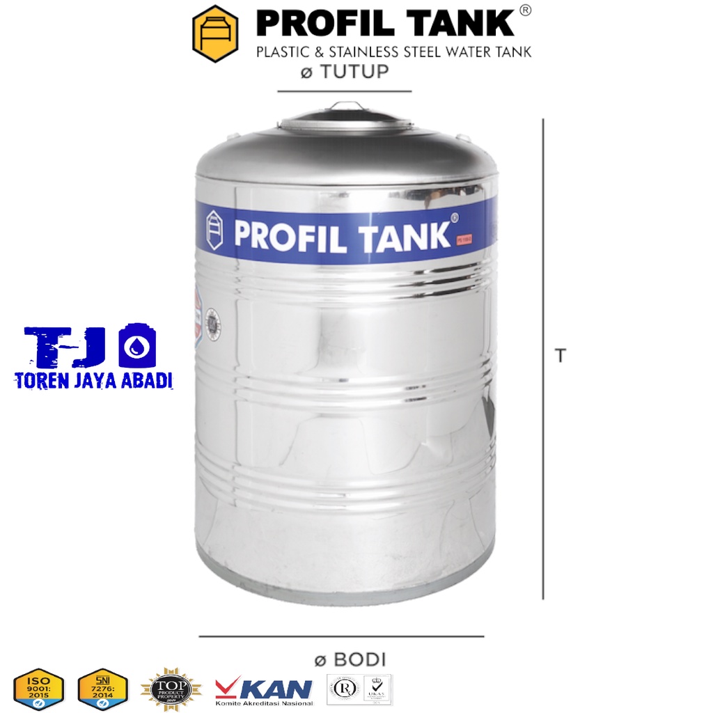 Jual Tandon / Toren air Profil Tank stainless PS 2500 D (datar tanpa ...