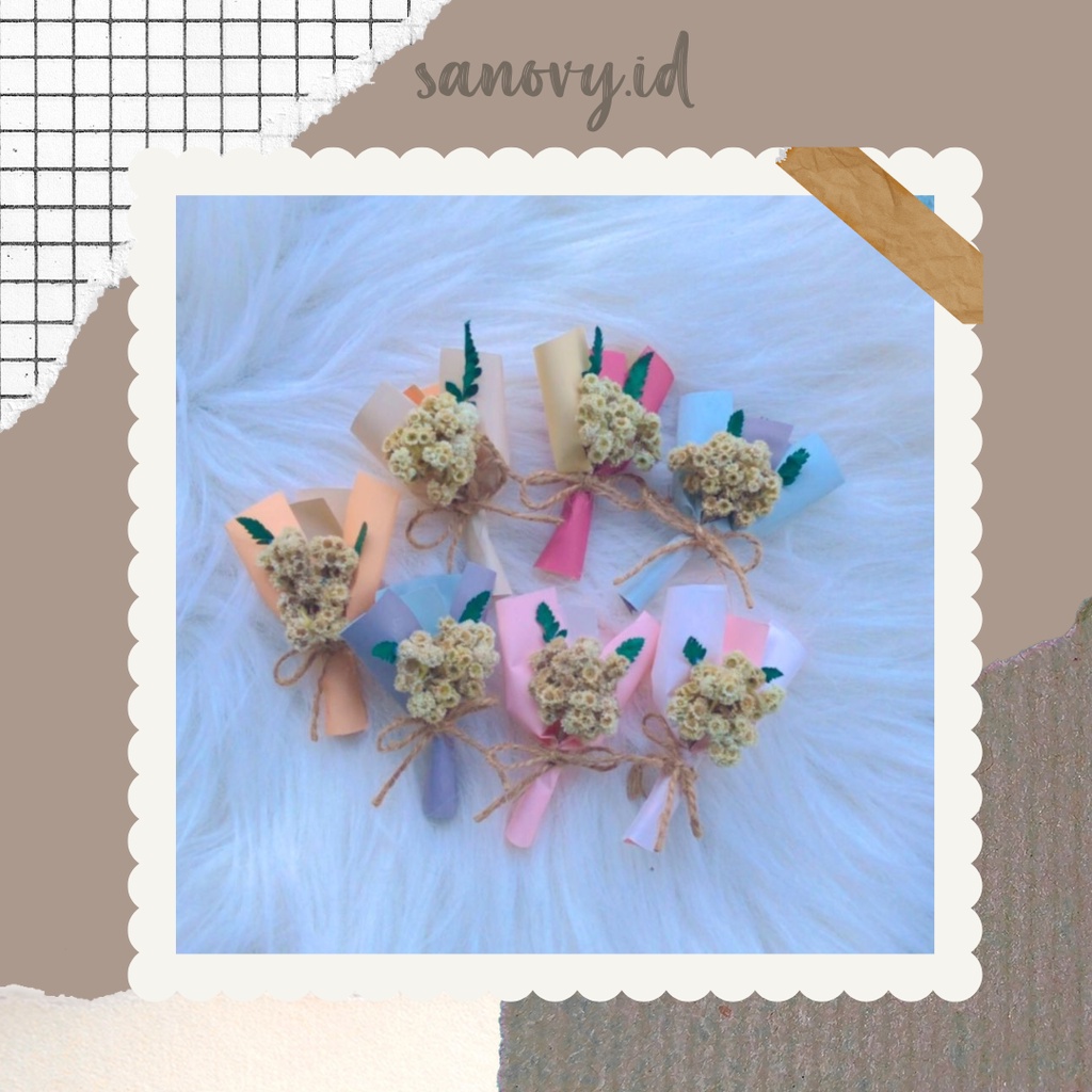 Jual buket mini/bunga kering asli/buket hampers/souvenir | Shopee Indonesia