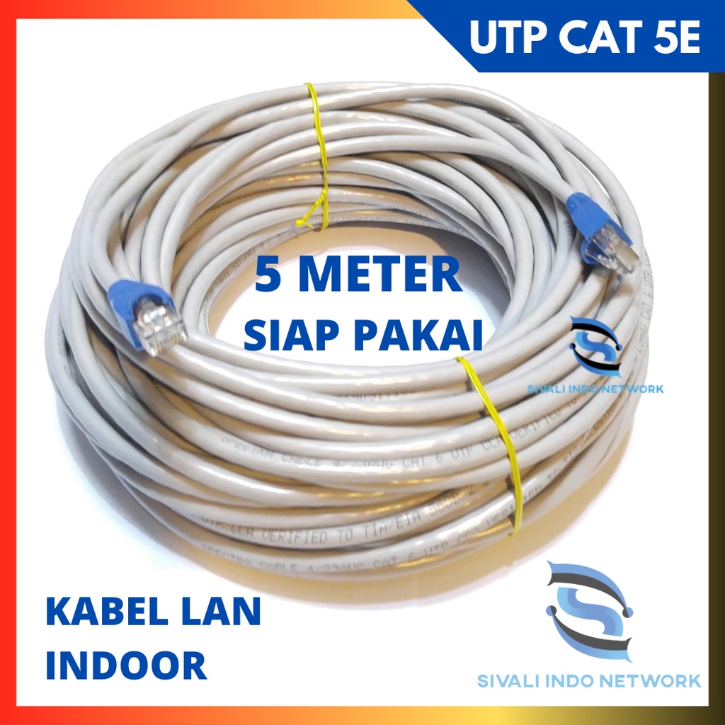 Jual 5 METER SPECTRA KABEL LAN UTP CAT5E INDOOR SIAP PAKAI [SUDAH CRIMPING RJ45 + PLUGBOOTH ...