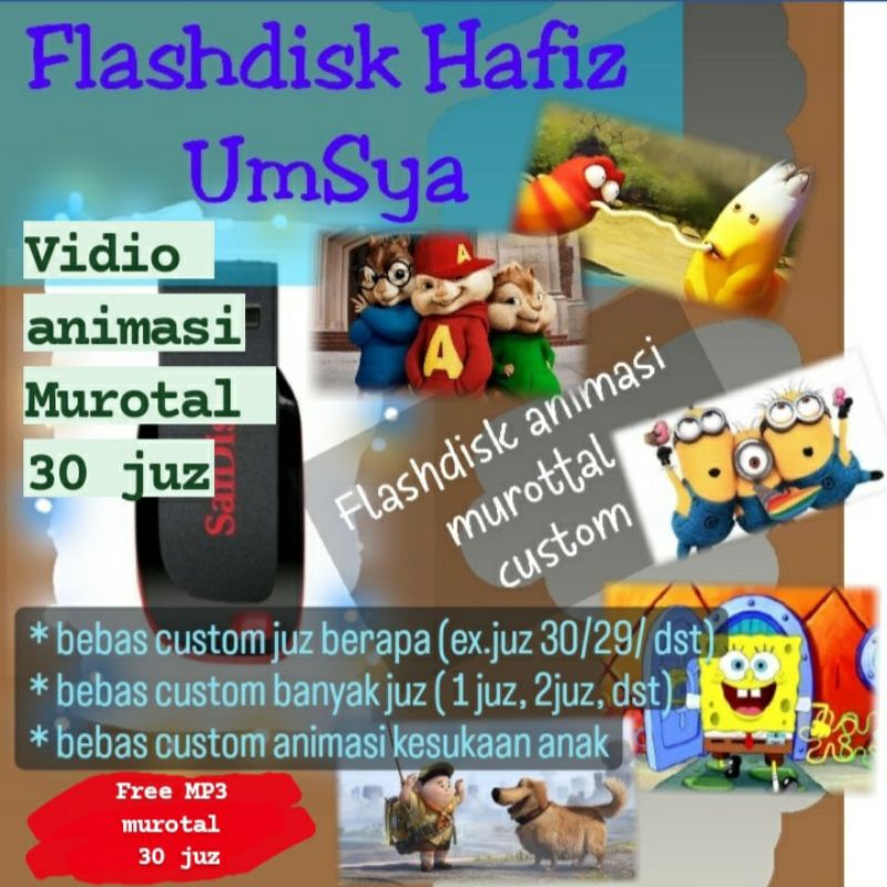 Jual Flashdisk murottal 30 juz, Flashdisk edukasi anak muslim, khusus vidio animasi murottal ...