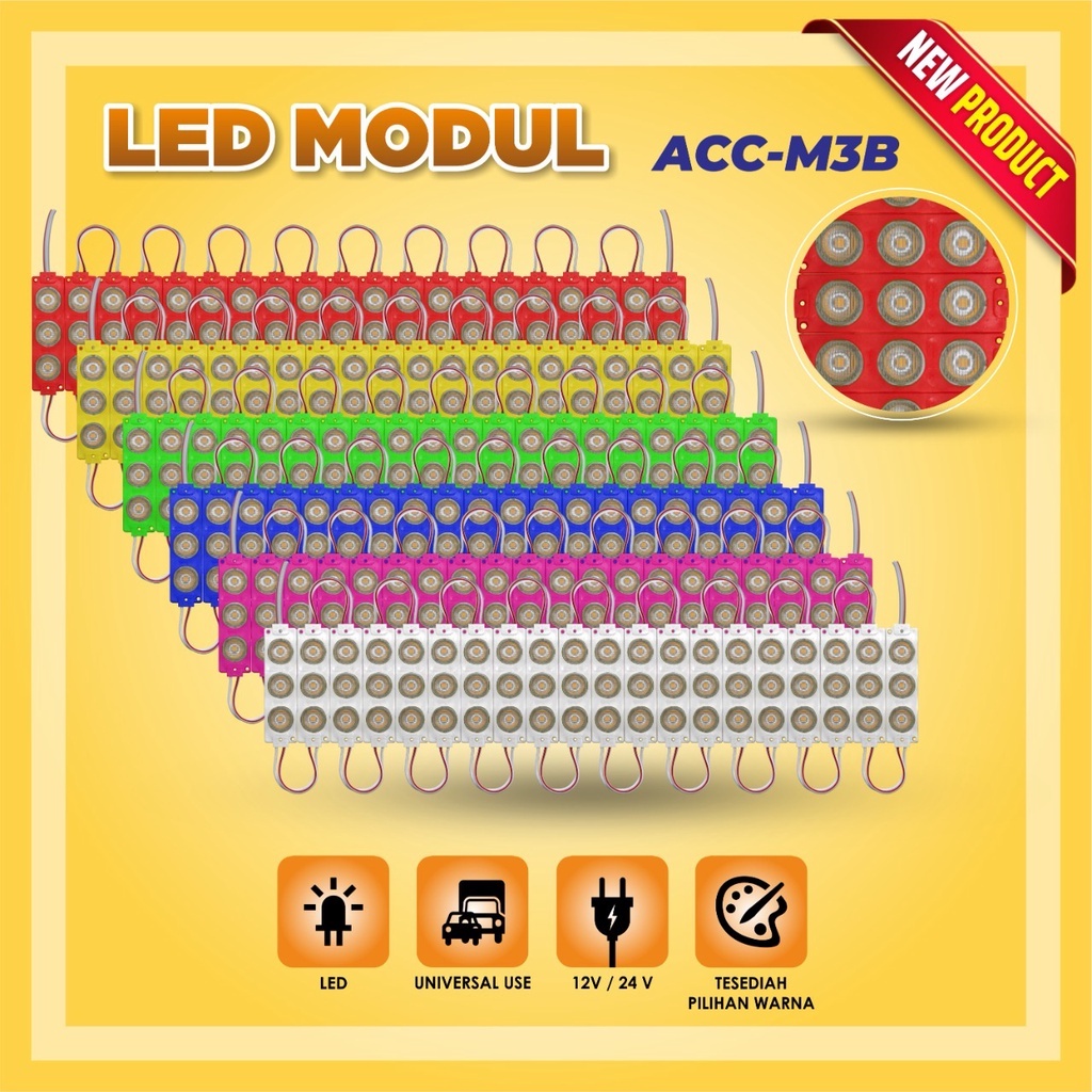 Jual LAMPU LED 3 MATA BESAR LED 3 MATA 24 VOLT 12VOLT / MODUL LED ...