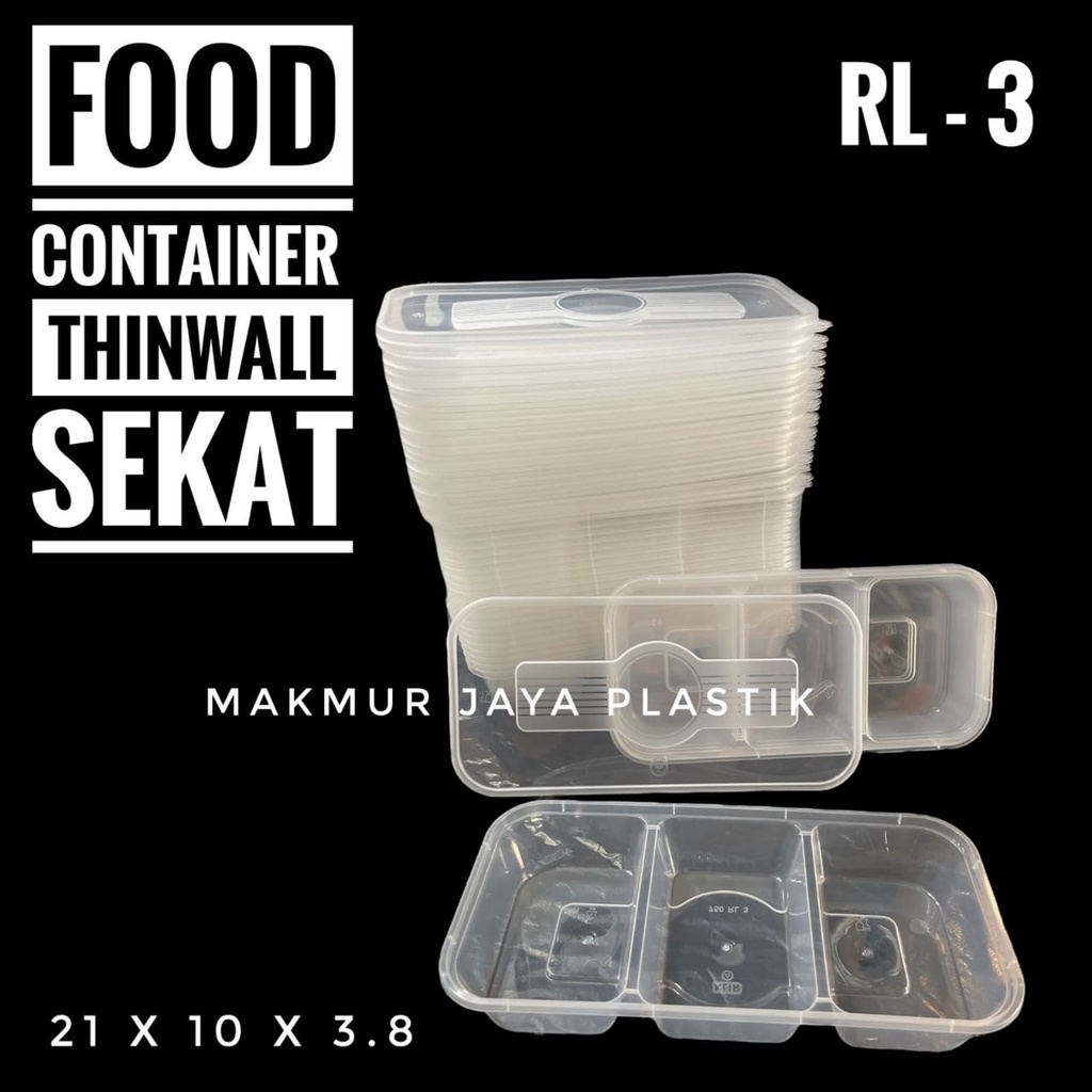 Jual Kotak Kemasan Food Container Thinwall Sekat Persegi Panjang Ukuran