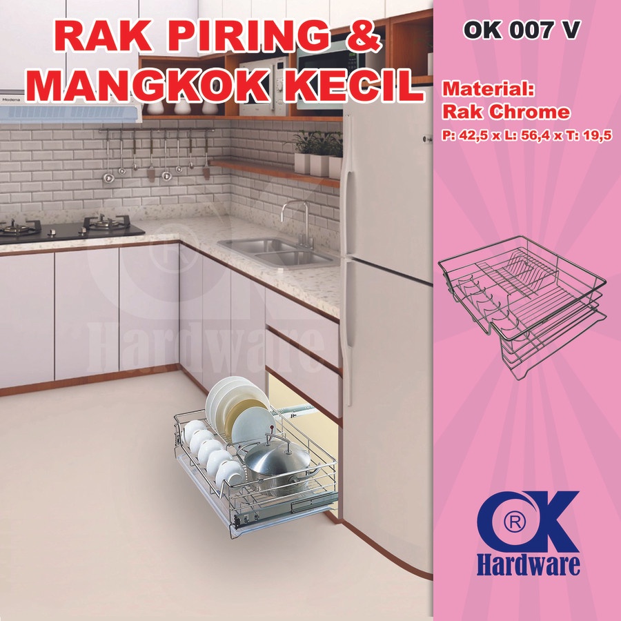 Jual PROMO Rak Tarik Mangkok & Piring Crome 60 CM OK 07 V CR Kitchen ...
