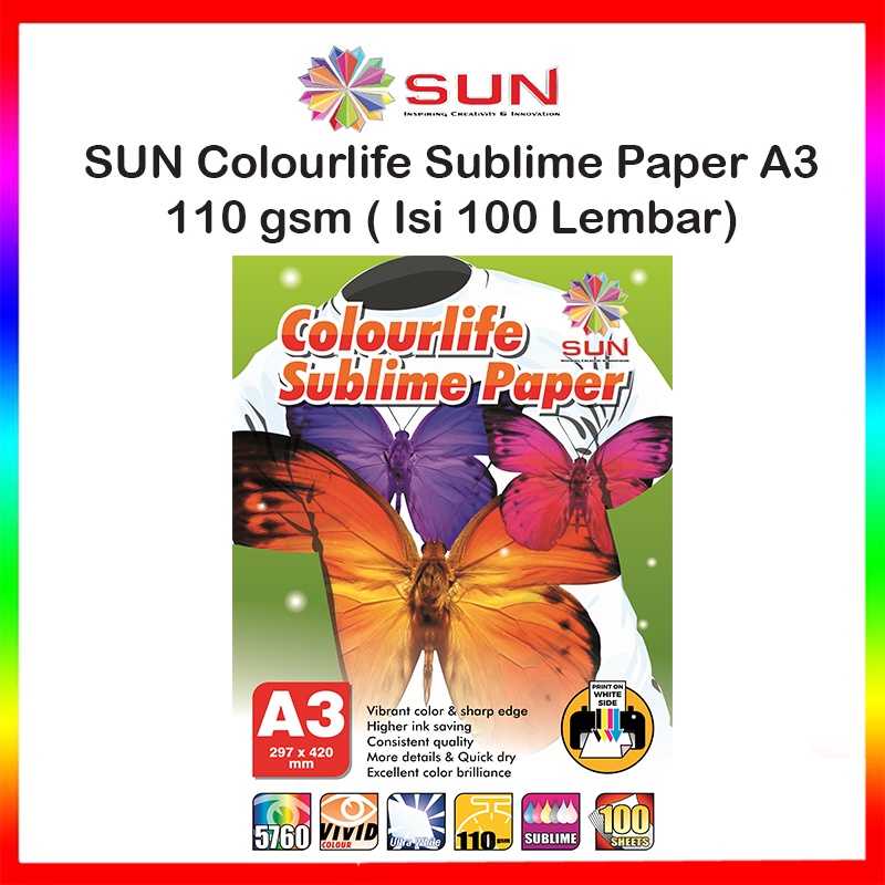 Jual Kertas Sablon Sublim Transfer Paper A3 110 Gram - SUN Colourlife ...