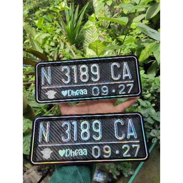 Jual plat mika carbon hologram free nama yang terkasih | Shopee Indonesia