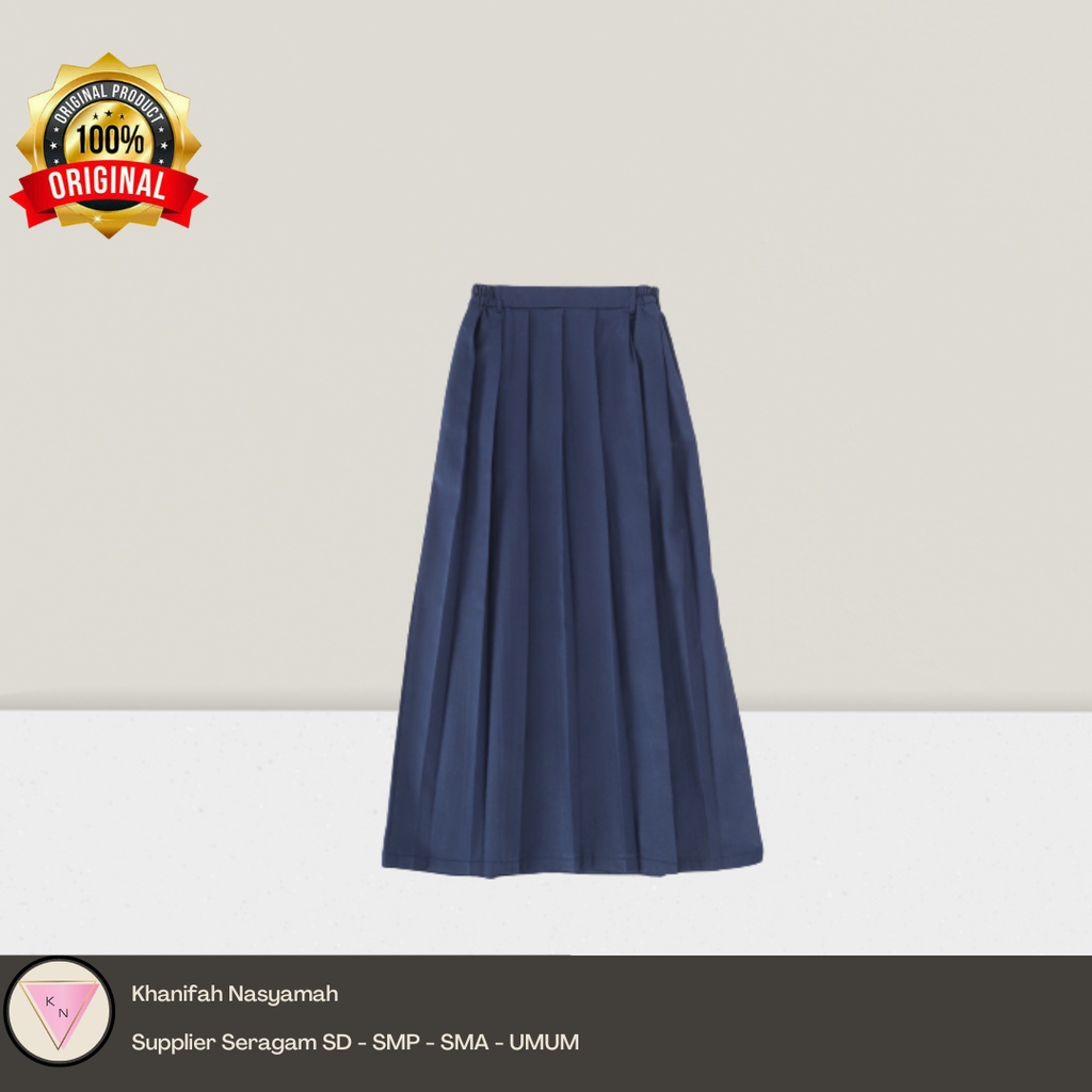 Jual Rok Rempel Biru Panjang SMP Premium | Seragam Sekolah SMP | Rok Biru Panjang Rempel Ban ...