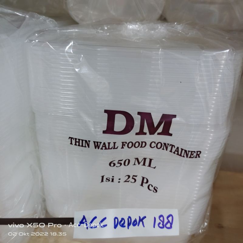 Jual THINWALL DM 650 ML / KOTAK MAKAN MODEL PERSEGI PANJANG DM 650ML ISI 25 SET | Shopee Indonesia