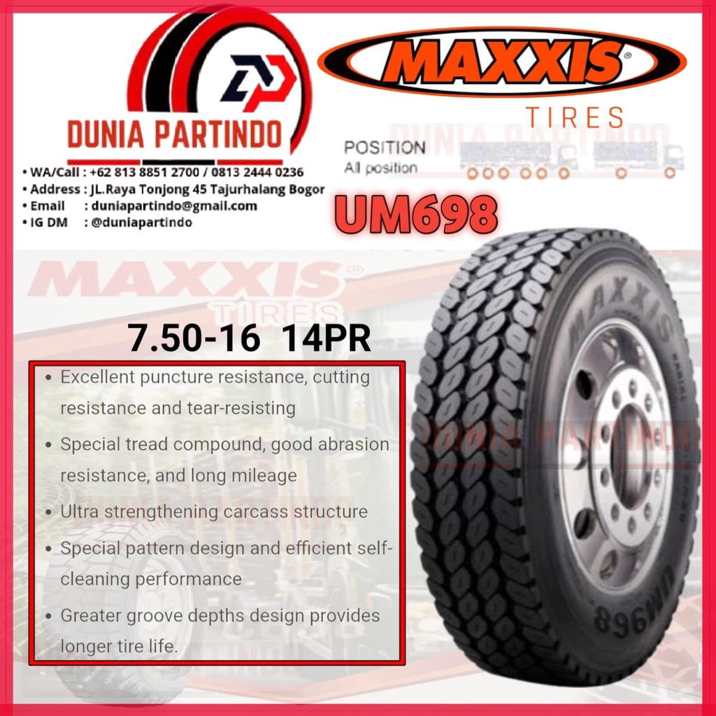 Jual MAXXIS UM968 Uk 7.50R16 14PR, Ban Truk LT Chat Diskon Untuk Harga ...