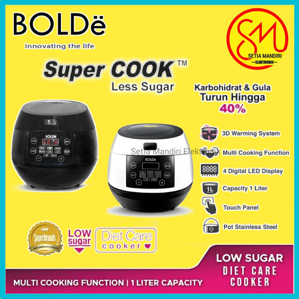 Jual BOLDe Rice Cooker 1 Liter Super Cook Less Sugar Low Carbo 400 Watt ...