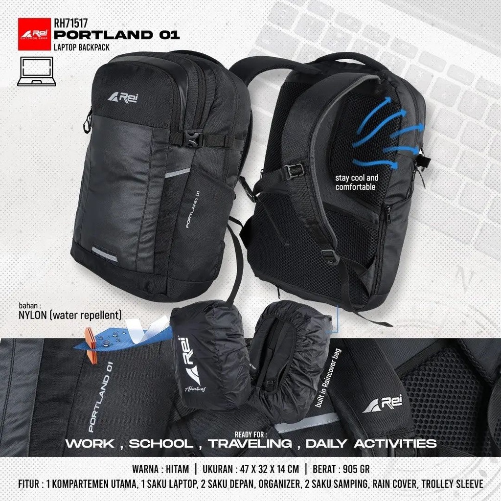 Jual Tas Ransel Pria Arei PORTLAND 01 / tas ransel pria/wanita Original ...
