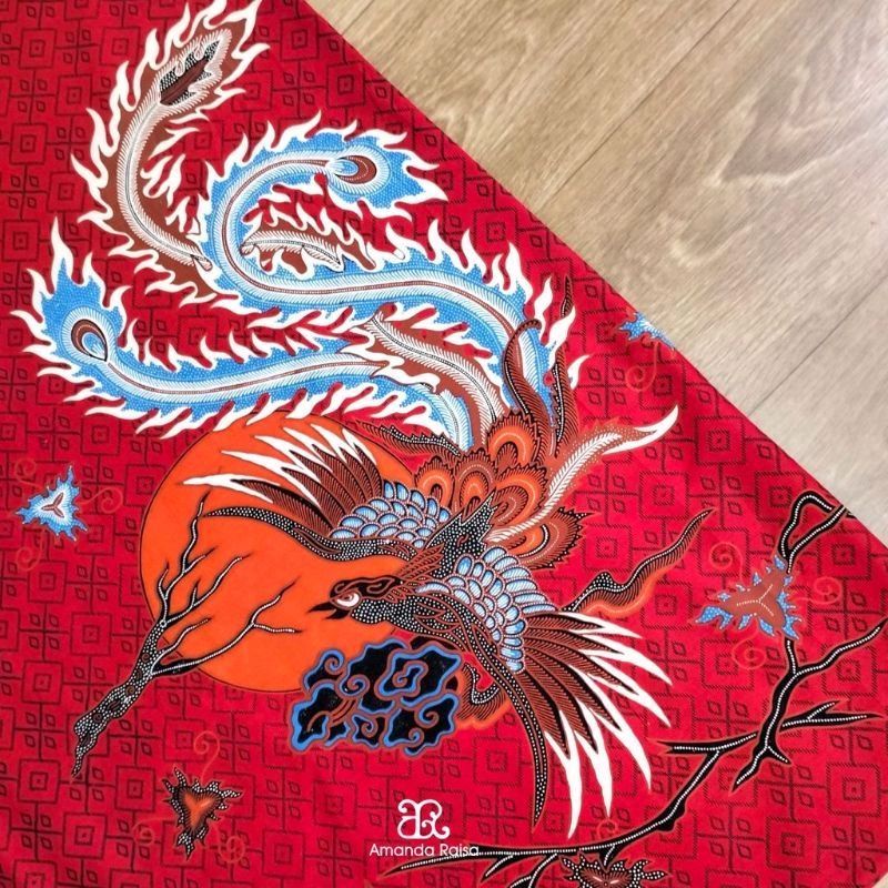 Jual Kain batik Solo motif burung Elang warna merah dan biru (2 meter ...