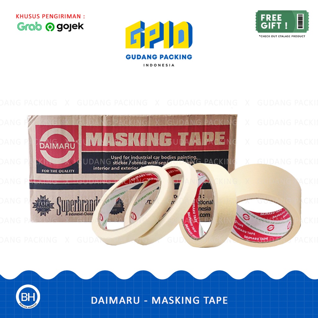 Jual (GOSEND/GRAB) DAIMARU - Masking Tape / Lakban Kertas 0.5 / 1 / 2 ...
