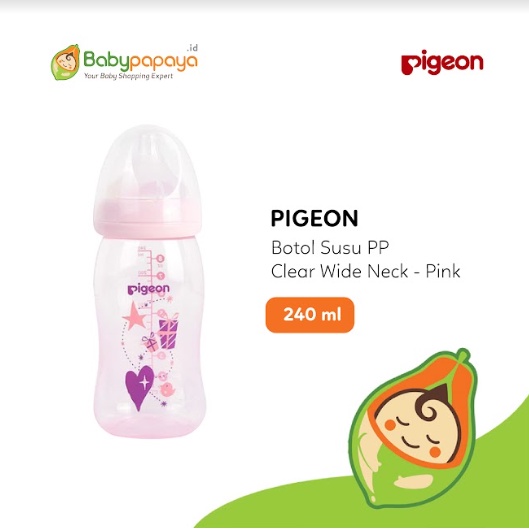 Jual PIGEON Botol Susu PP Clear Wide Neck 240Ml - Pink | Shopee Indonesia