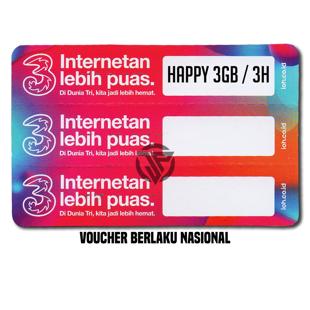 Jual VOUCHER TRI 3GB 3Hari(Nasional) | Shopee Indonesia