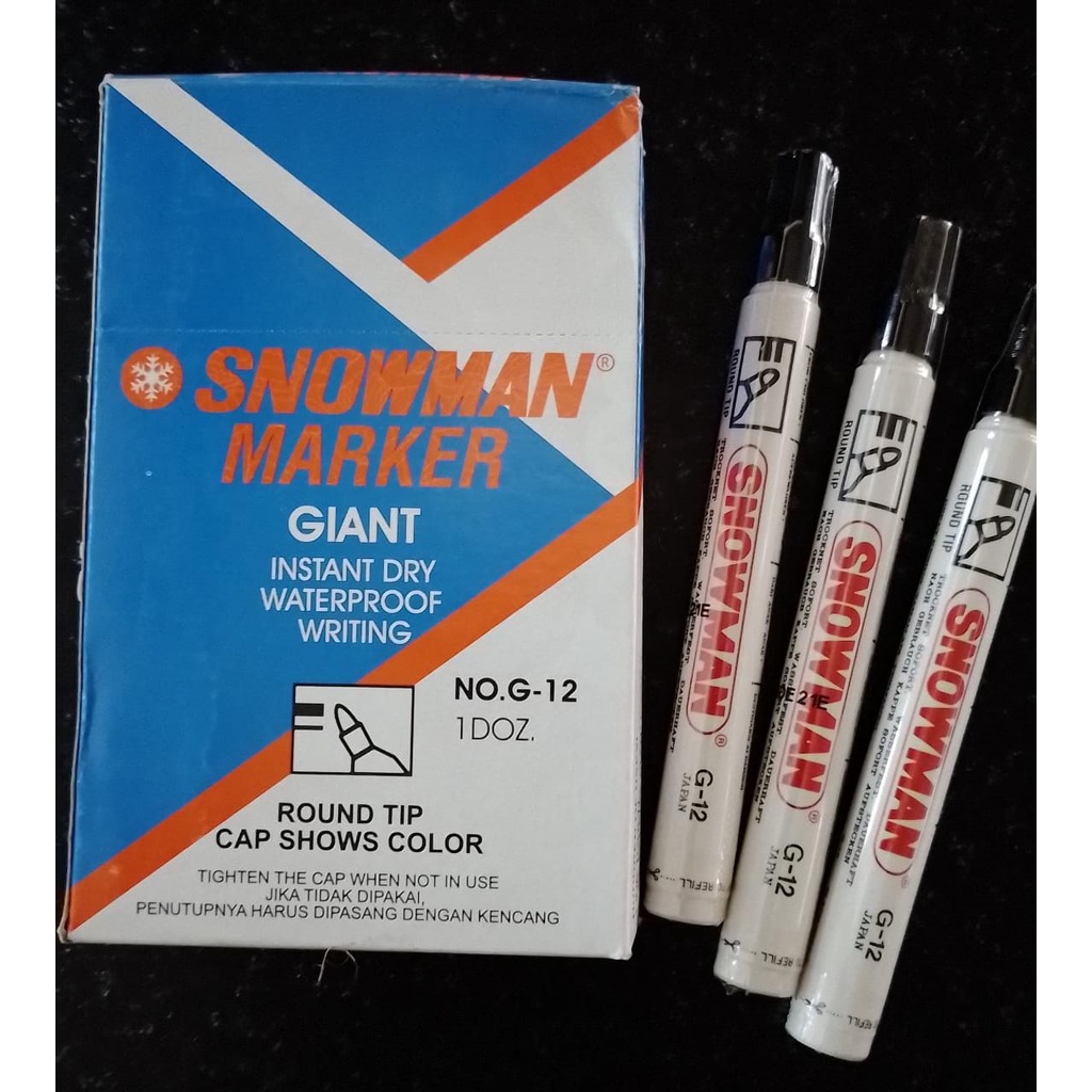 Jual Spidol Permanent Marker SNOWMAN G-12 Spidol Permanent - PCS ...