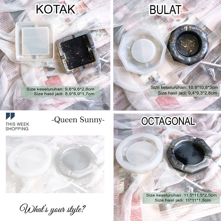 Jual Cetakan Asbak Silicone Ashtray Mold Craft Cetakan Resin MLD215 ...