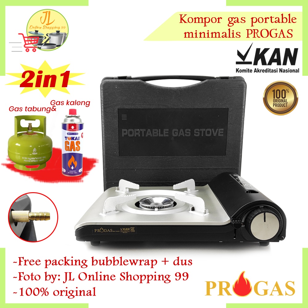 Jual PROGAS kompor gas portable stainless minimalis Putih + koper ...