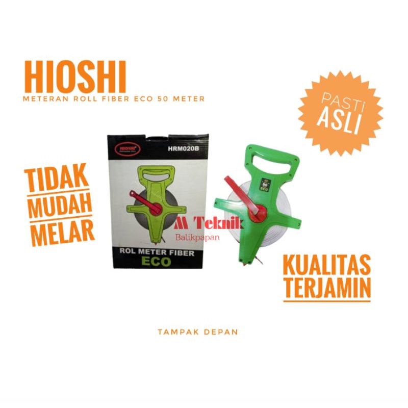Jual Meteran rol fiber eco Hioshi 50 M roll meter ukur tancap tanah ...