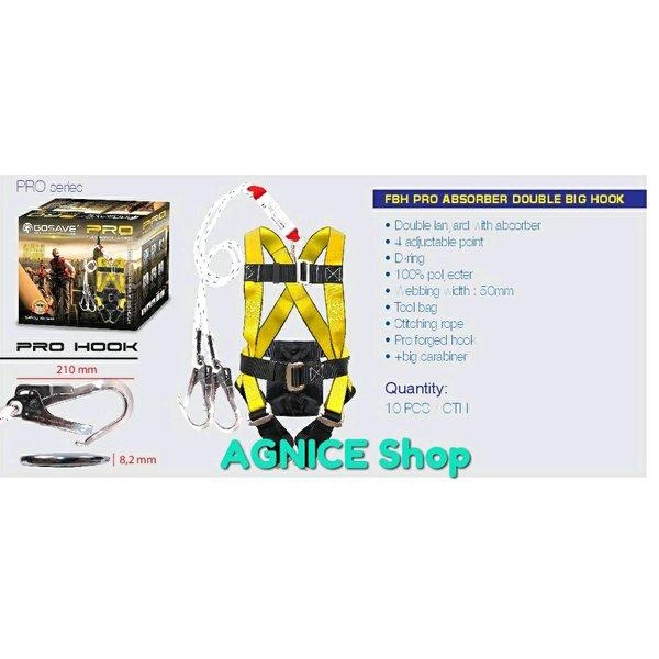 Jual Full Body Harness Pro Absorber Double Big Hook. D Ring. Carabiner ...