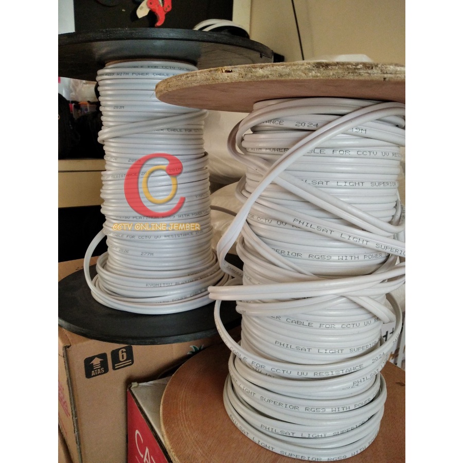 Jual Kabel CCTV Coaxial RG 59 + Power Ecer Per meter Putih | Shopee ...