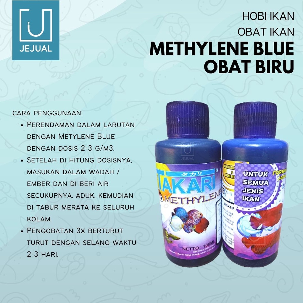 Jual METHYLENE BLUE/Obat Biru/Metilin 100ml Ikan Hias White Spot/Jamur ...