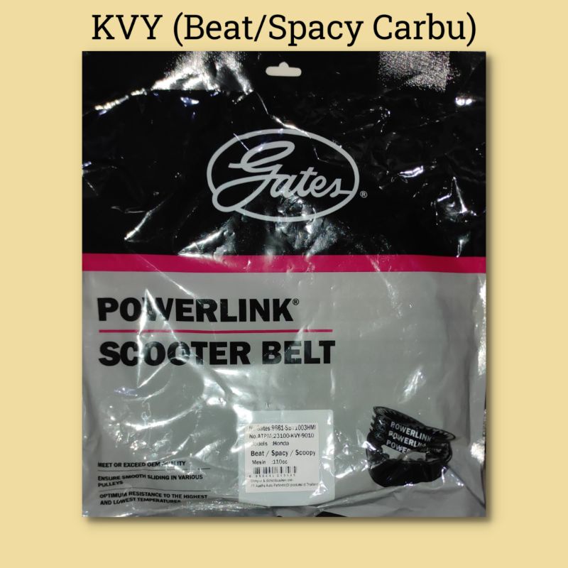 Jual Van Belt only Gates Powerlink Beat/Scoopy/Spacy Carbu 110cc (KVY ...