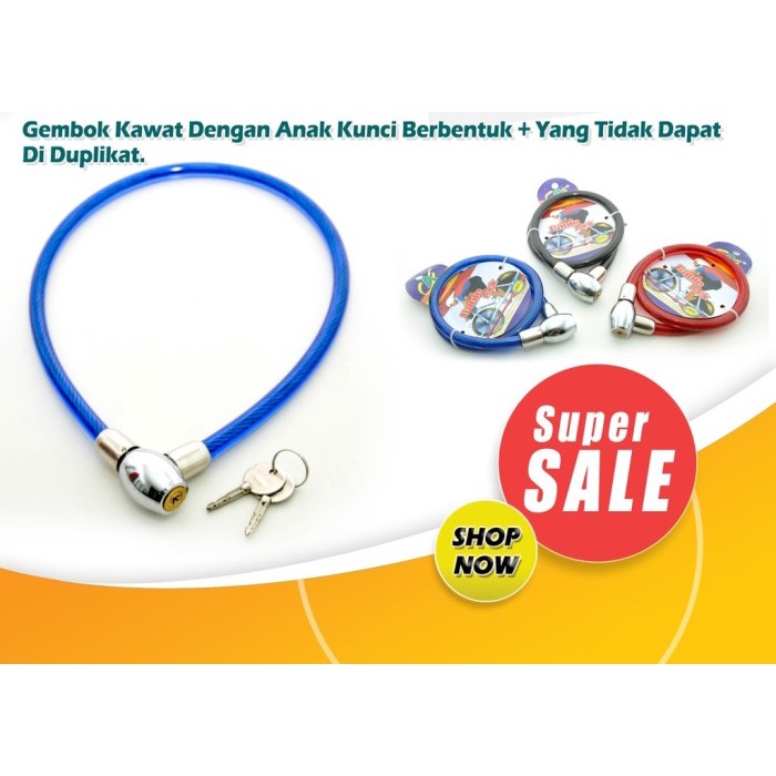 Jual Produk Terbaru Kunci / Gembok Helm Besi Sepeda Motor Bahan Kawat ...