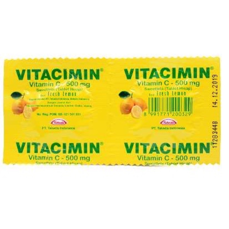 Jual VITACIMIN Strip 500 MG Rasa Lemon Tablet Hisap Favorit Vitamin C ...