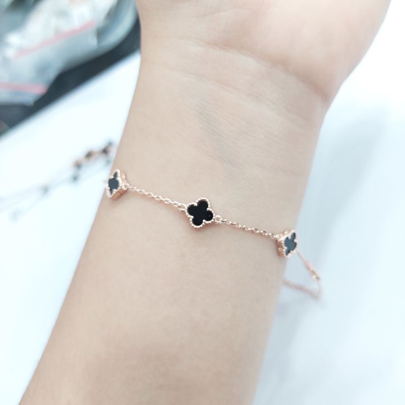 Jual Gelang rantai bunga 8k semua clover emas asli warna rosegold ...