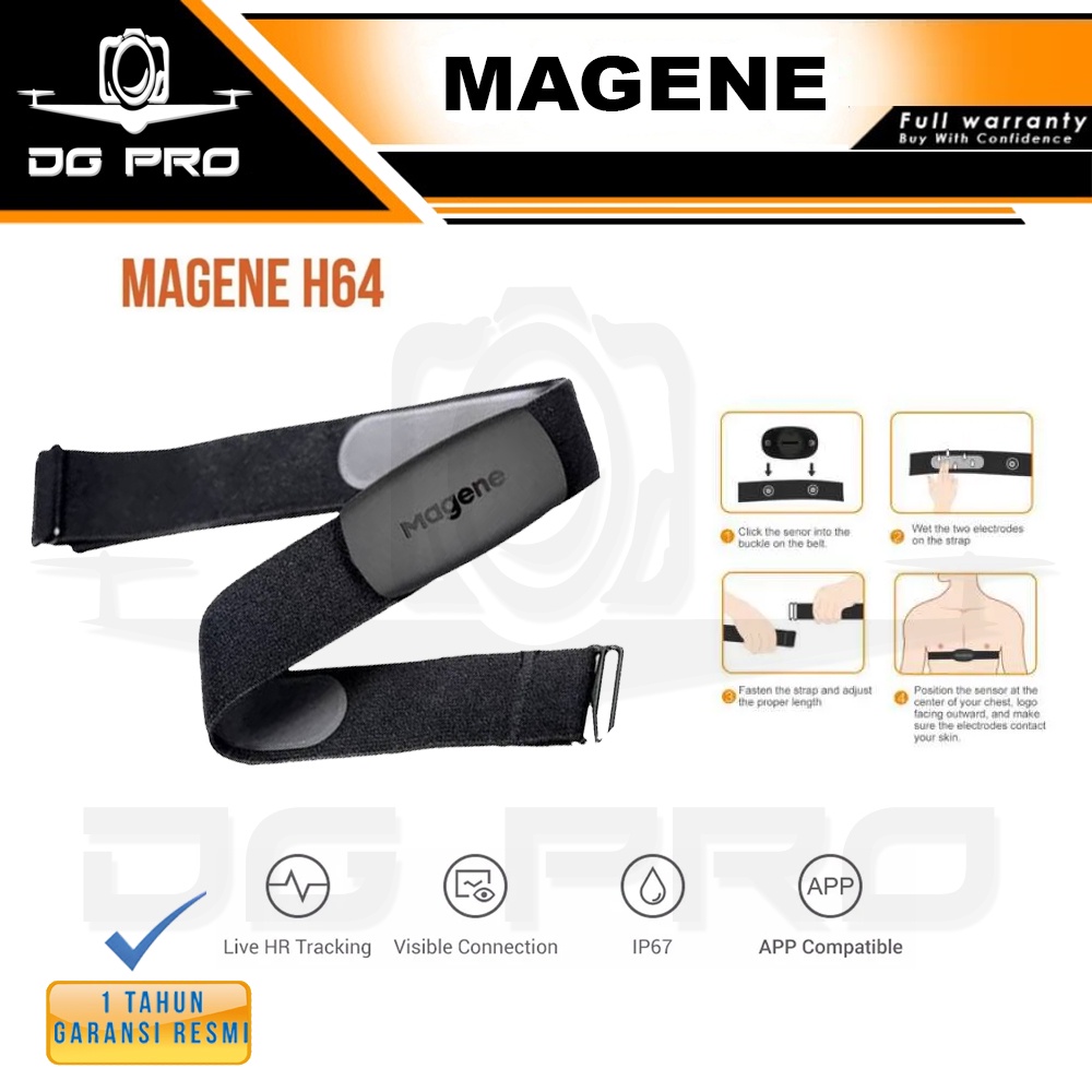 Jual MAGENE Heart Rate Sensor Belt Dual Mode ANT+ & Bluetooth - H64 ...
