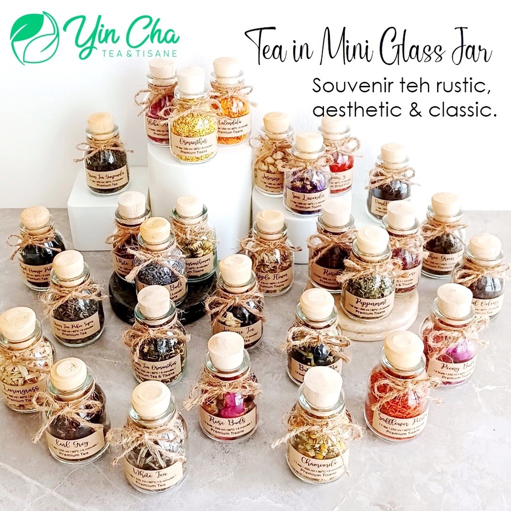 Jual Tea in Mini Glass Jar-Souvenir teh rustic, aesthetic & classic jar ...