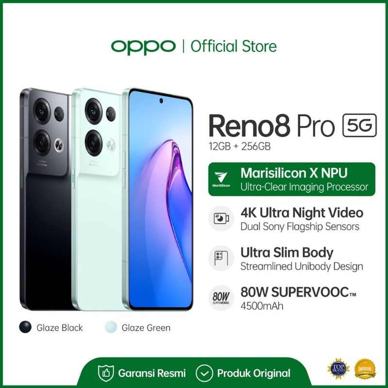 Jual OPPO RENO 8 PRO 5G 12GB/256GB [80W SuperVOOC, 4K Ultra Night Video] 100% Original Garansi ...
