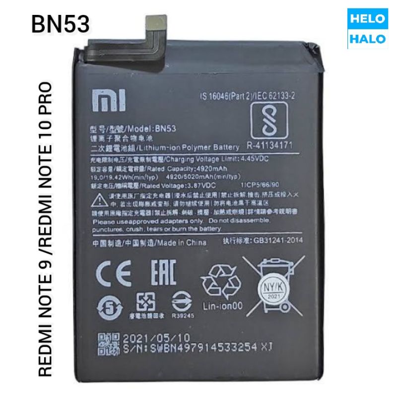 Jual Battery Xiaomi Redmi Note 9 Pro /Note 10 Pro (BN53) (Batt Baterai ...