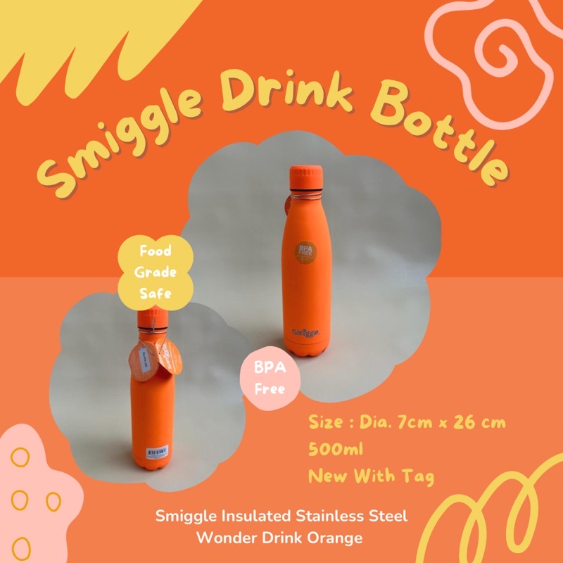 Jual BOTOL MINUM SMIGGLE INSULATED STAINLESS STEEL WONDER DRINK ORANGE ...