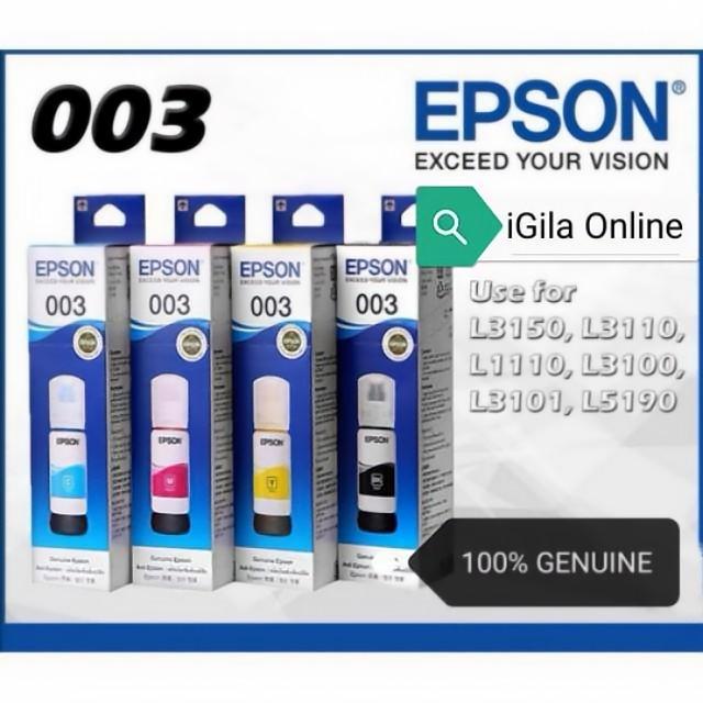 Jual Tinta Epson 003 T003 T-003 Original Hitam Biru Merah Kuning L1110 ...