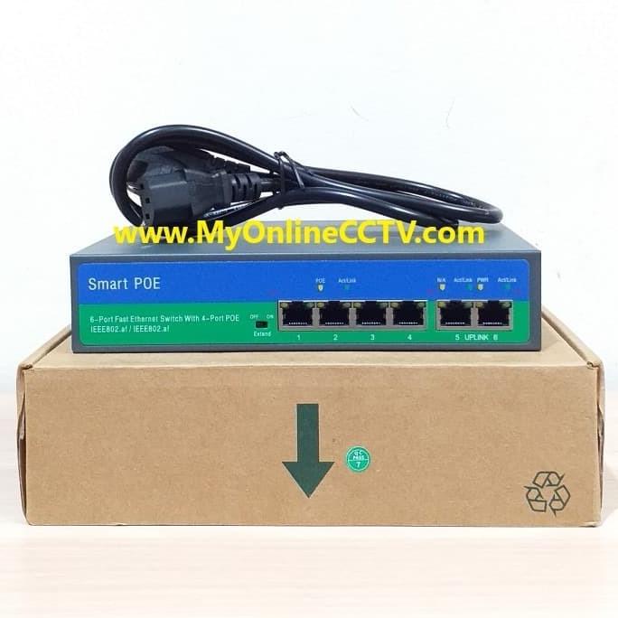Jual POE Switch Hub Injector 4 +2 10/100 Port adaptor IP camera CCTV | Shopee Indonesia
