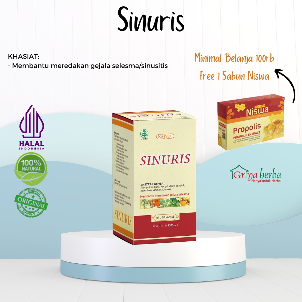 Jual Kapsul Herbal griya herba ekstrak 60 kapsul Sinuris Obat Membantu ...