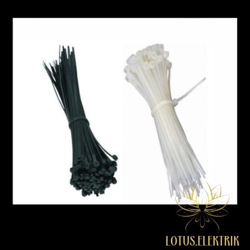 Jual kabel ties hitam putih/100mm/150mm/200mm/250mm/300mm | Shopee ...