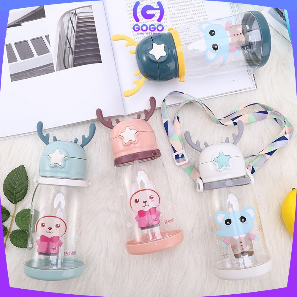 Jual GOGO-C302 Botol Air Minum Anak Sedotan 610ml Model Tanduk Rusa Lucu / Botol Minum Anak BPA ...