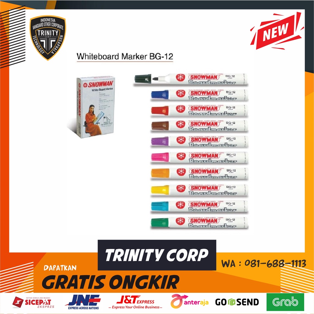 Jual Spidol Snowman Whiteboard Boardmaker BG-12 Per Pcs | Shopee Indonesia