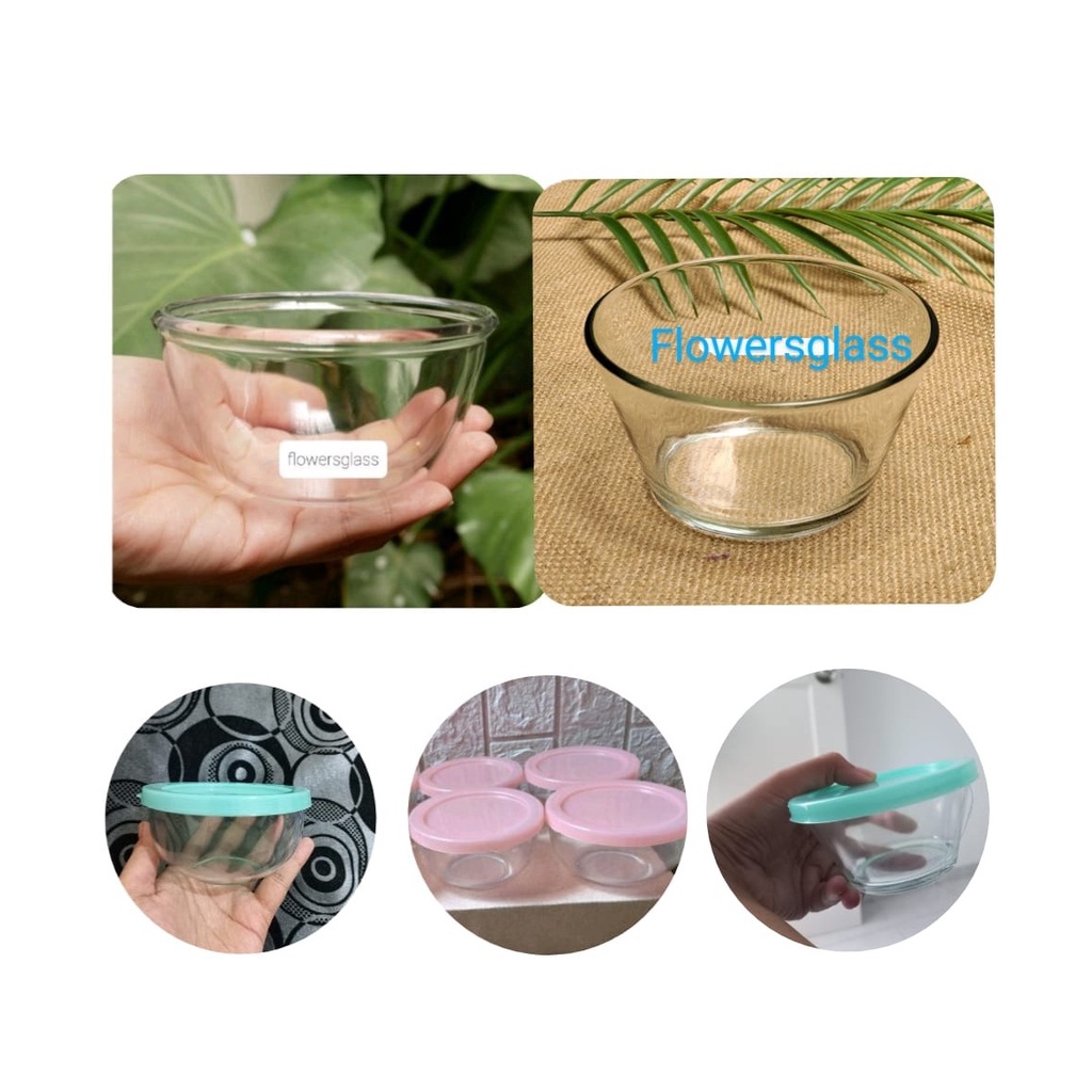 Jual (1 SET ) MUG BOWL KACA DAN TUTUP BOWL SUP MUG SUP MUG DESSERT MIX ...